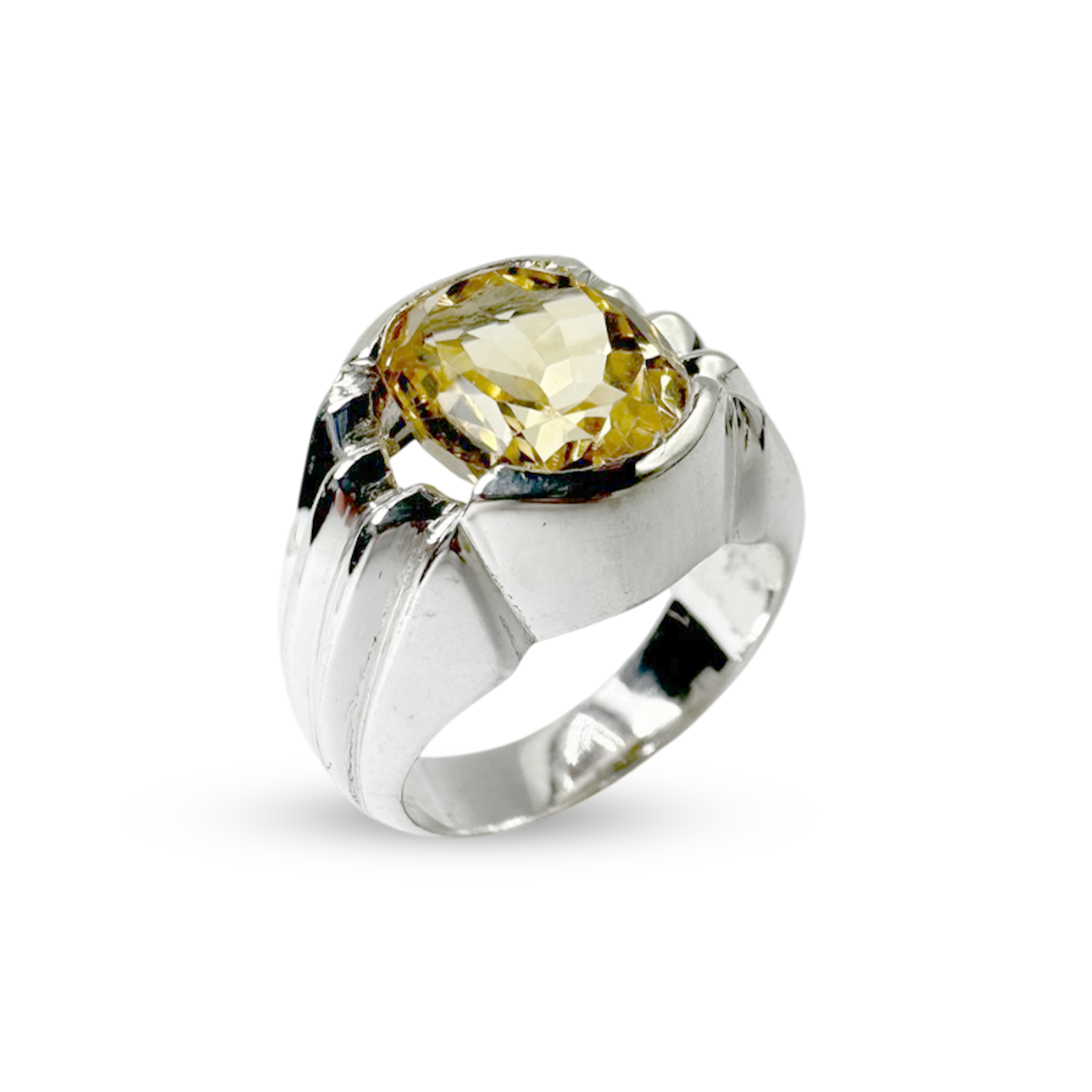 Citrine Men Ring - Creacent waterfall Design – Jawa Gems